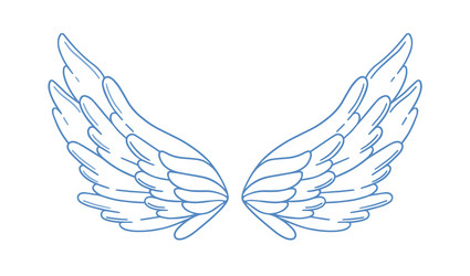 Pair monochrome wide open angel wings Royalty Free Vector