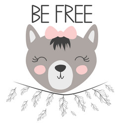 Cute little wolf smiling face with graceful Vector Image