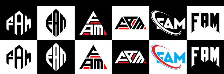 Fam letter logo design with polygon shape Vector Image