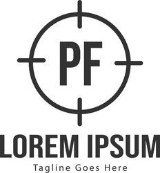 Initial pf logo template with modern frame Vector Image