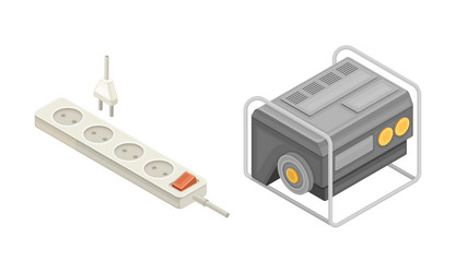 Electricity generation sources set power plant Vector Image