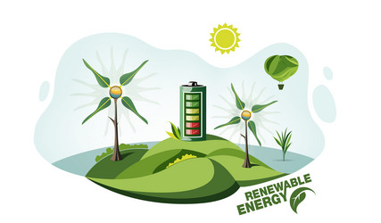 Renewable energy earth sun wind and water Vector Image