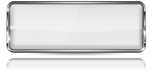 White glass 3d button with metal frame square Vector Image