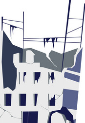 Destroyed building damaged structure cartoon Vector Image