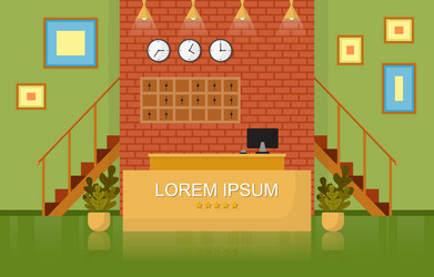 Hotel check in reception desk lobby room Vector Image