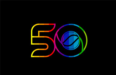 Rainbow color colored colorful number 50 logo Vector Image