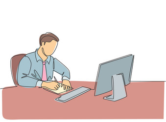 Business letter concept one single line drawing Vector Image