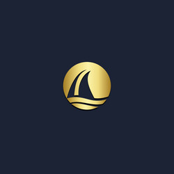 Sailing boat ocean gold logo Royalty Free Vector Image