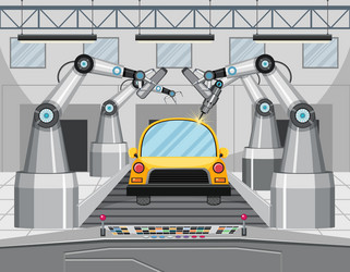 Car manufacturing automation concept Royalty Free Vector