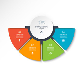 Semicircle pie chart divided into 4 parts concept Vector Image