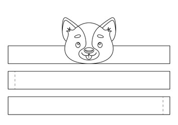 Printable dog paper crown party headband die cut Vector Image