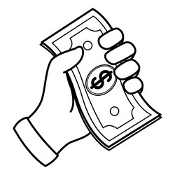 Human hand paying cash for coloring book salary Vector Image