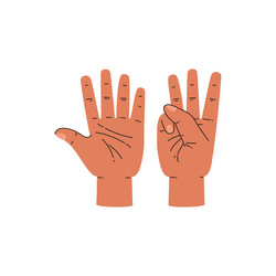 Hands show seven fingers cartoon style Royalty Free Vector