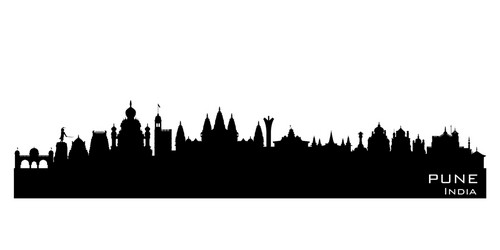 Silhouette skyline panorama of city of pune india Vector Image