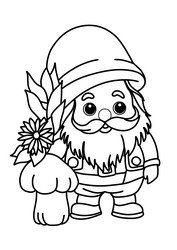 Coloring page with gnomes autumn page Royalty Free Vector