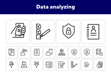 Data analyzing icons Royalty Free Vector Image