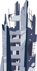 Destroyed building damaged structure cartoon Vector Image