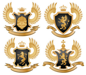 Golden heraldic griffin emblem Royalty Free Vector Image