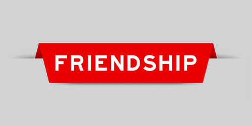 Ribbon label banner with word friendship in blue Vector Image