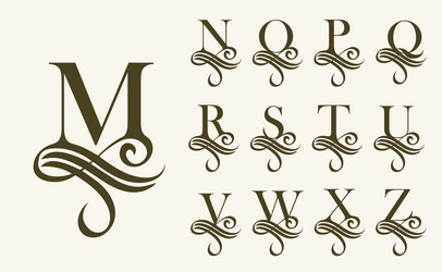 Vintage set calligraphic capital letters Vector Image
