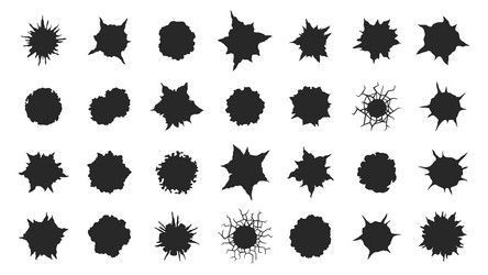 Shot holes gun bullet circle crack ragged Vector Image