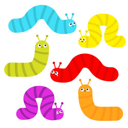 Caterpillar insect icon set crawling Royalty Free Vector