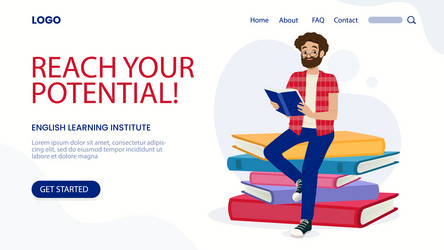 English school landing page design Royalty Free Vector Image