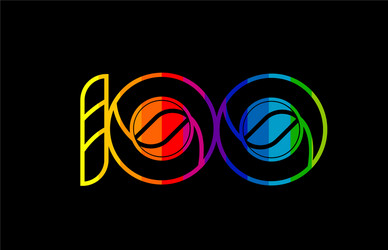 Rainbow color colored colorful number 100 logo Vector Image