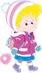 Schoolchild in winter clothes Royalty Free Vector Image