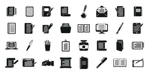 Writing icons set flat letter write Royalty Free Vector