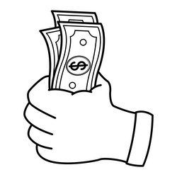 Human hand paying cash for coloring book salary Vector Image