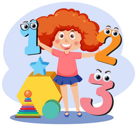 Student girl holding number cartoon character Vector Image