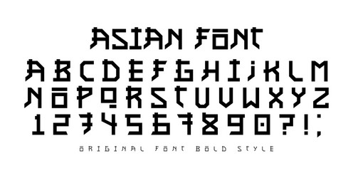 Asian font or type english letters and numbers Vector Image