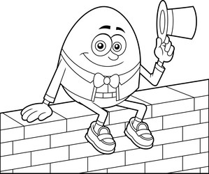 Outlined smiling humpty dumpty king egg Royalty Free Vector