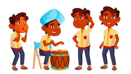 Indian boy kindergarten kid animation Royalty Free Vector