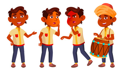 Indian boy kindergarten kid animation Royalty Free Vector