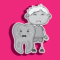 Crying cartoon of a boy and a tooth Royalty Free Vector