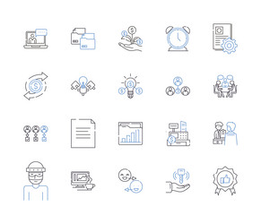 Microfinance outline icons collection Royalty Free Vector