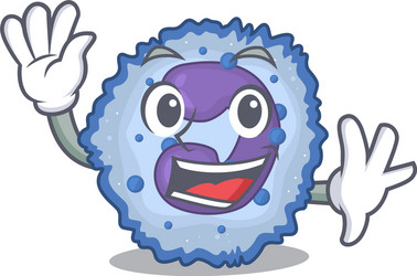 Waving friendly monocyte cell cartoon character Vector Image