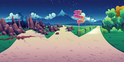Choice way between hard medium and easy path Vector Image Choice way between hard medium and easy path Vector Image