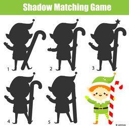 Shadow matching game christmas winter holidays Vector Image