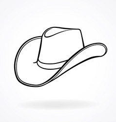 Cowboy hat or country stetson line art icon Vector Image