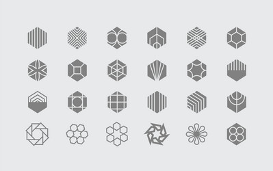24 hexagon shape designs Royalty Free Vector Image