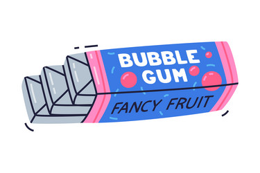 Blue bubble gum in open package as sweet chewing Vector Image