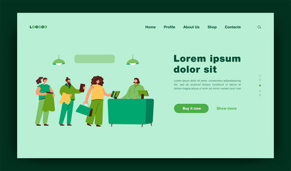 Cartoon people standing in queue flat Royalty Free Vector