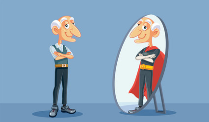Cartoon of man looking at himself in the mirror Vector Image