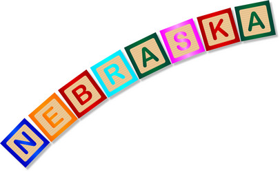 Nebraska wooden block letters Royalty Free Vector Image