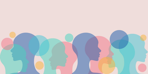 Abstract human portrait banner profile border Vector Image