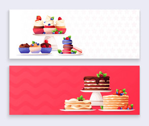 Cake dessert and ice cream banner set design Vector Image