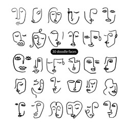 Simple doodle faces human abstract line face Vector Image